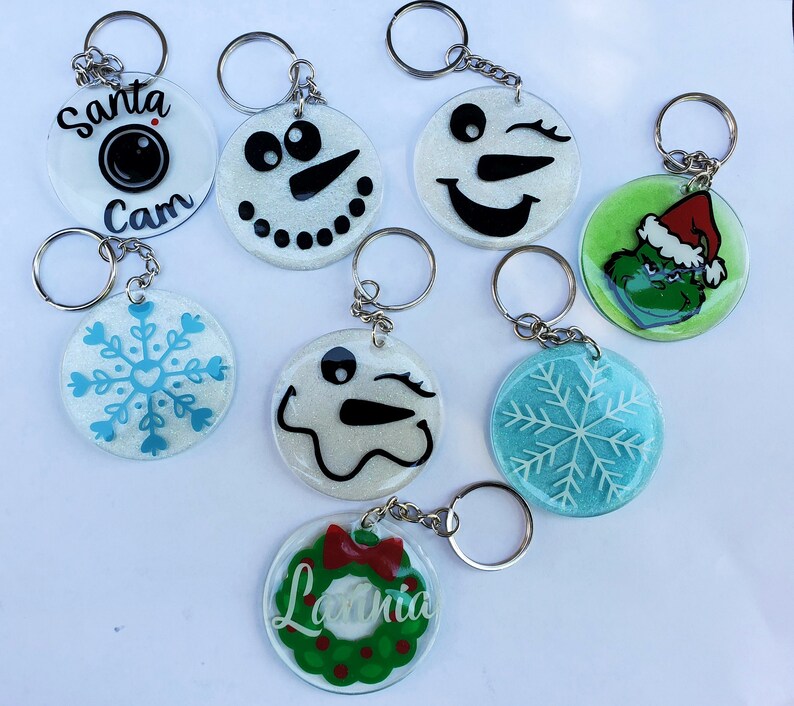 Christmas Theme Keychains/ Acrylic/holiday - Etsy