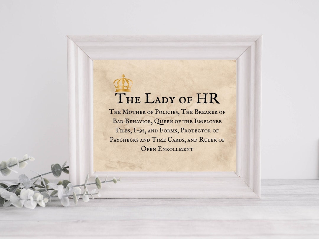 The Lady of HR Instant Printable Office Wall Decor, HR Coworker Gift ...