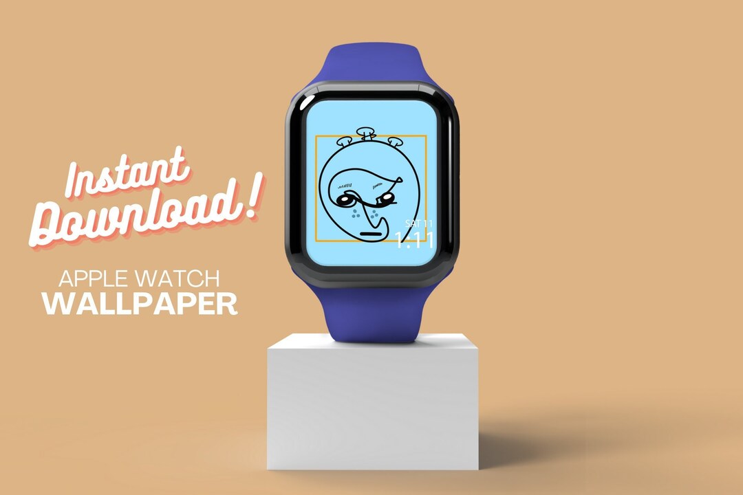 Blue Line Alien Illustration Wallpaper, Apple Watch Wallpaper, Apple ...
