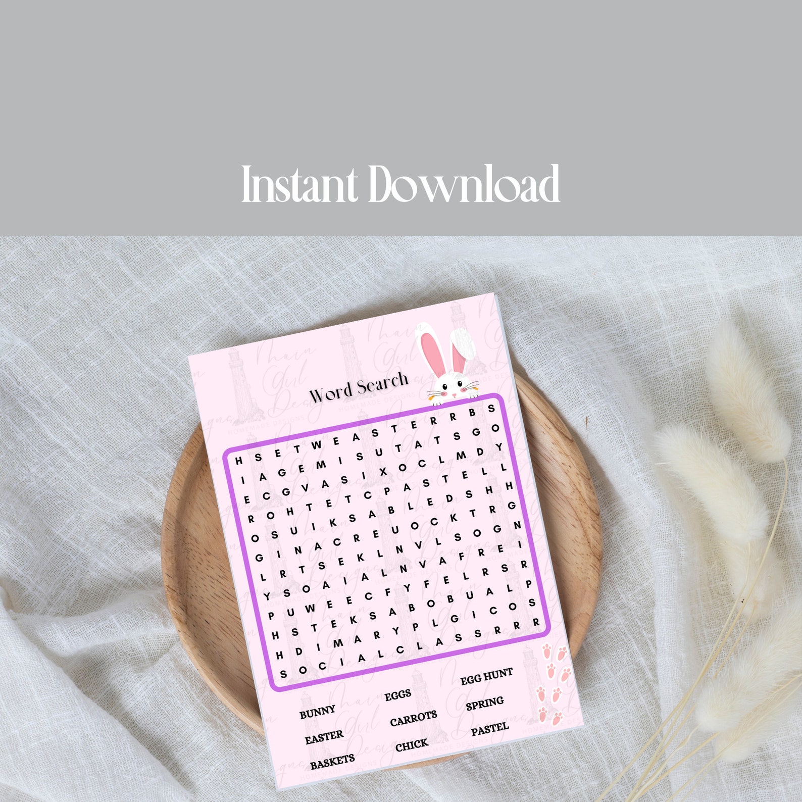 Easter Bunny Word Search Puzzle Game (printable) - Etsy