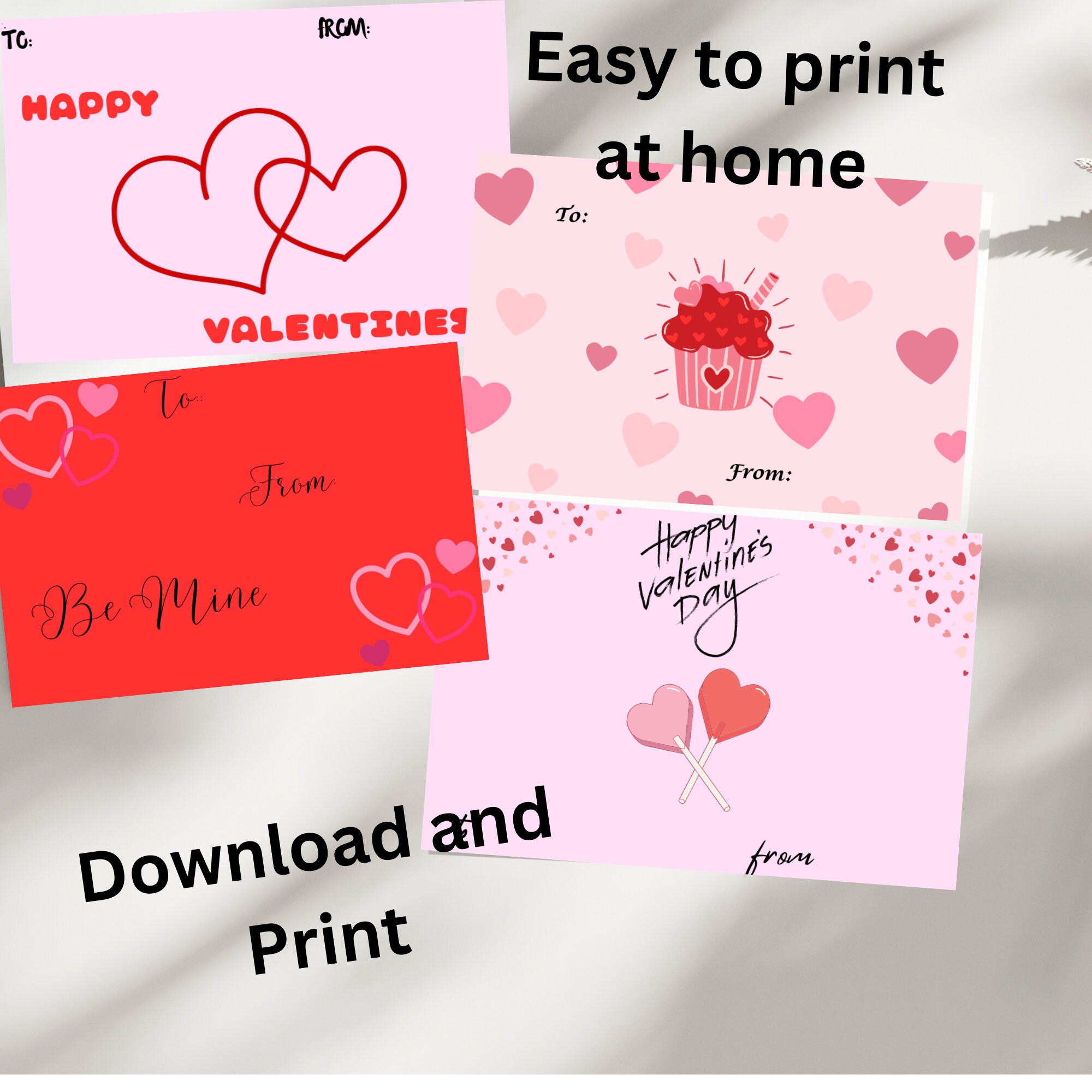 Kids Valentine's Day Cards | Printable Heart Card (PDF) - Etsy