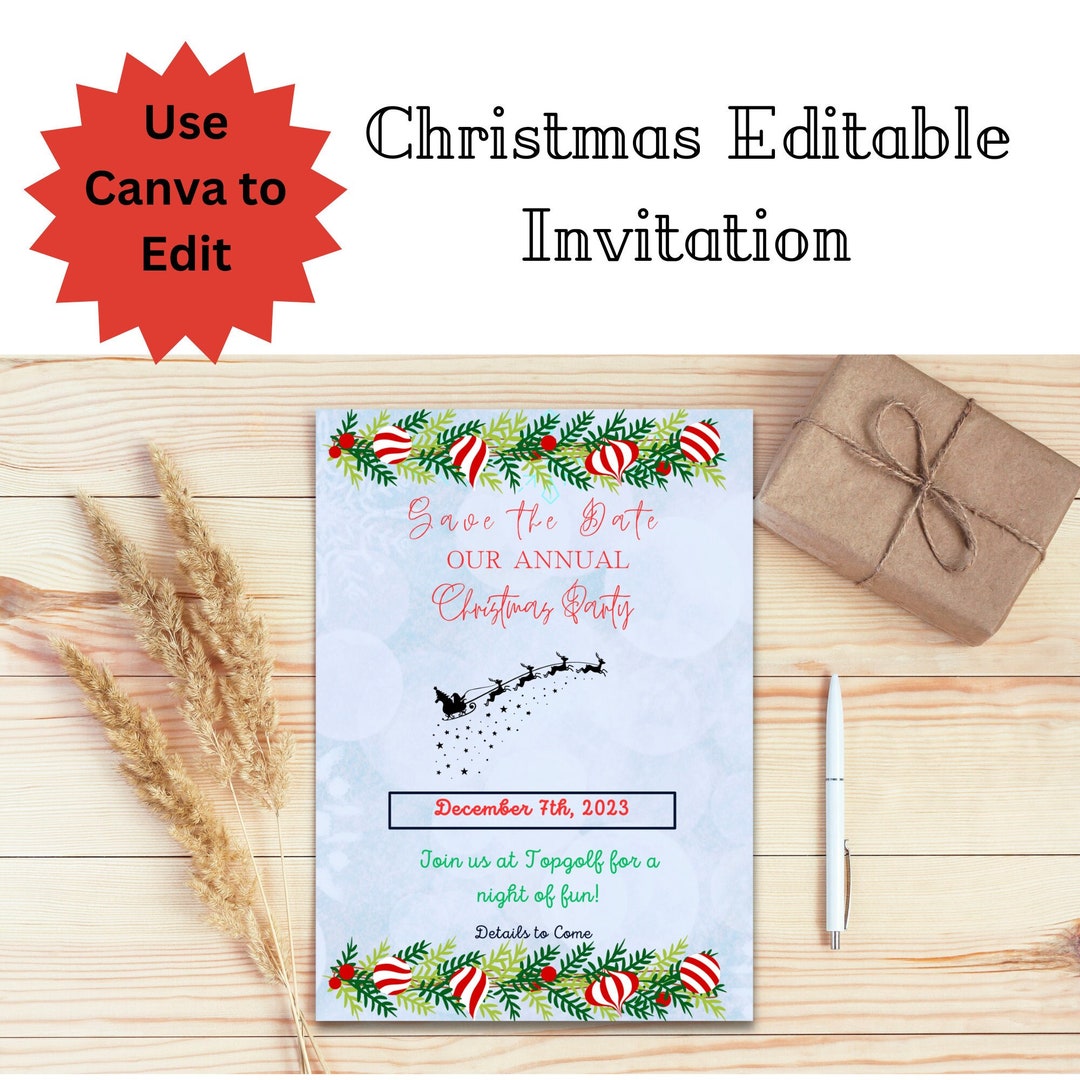 Editable Christmas Invitation|holiday Party|printable| Canva - Etsy