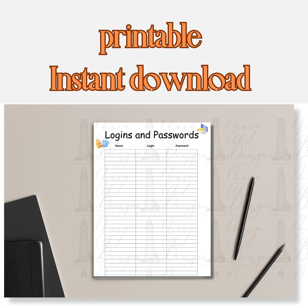 Password Log| Password Tracker | Login Log | Login Tracker - Etsy