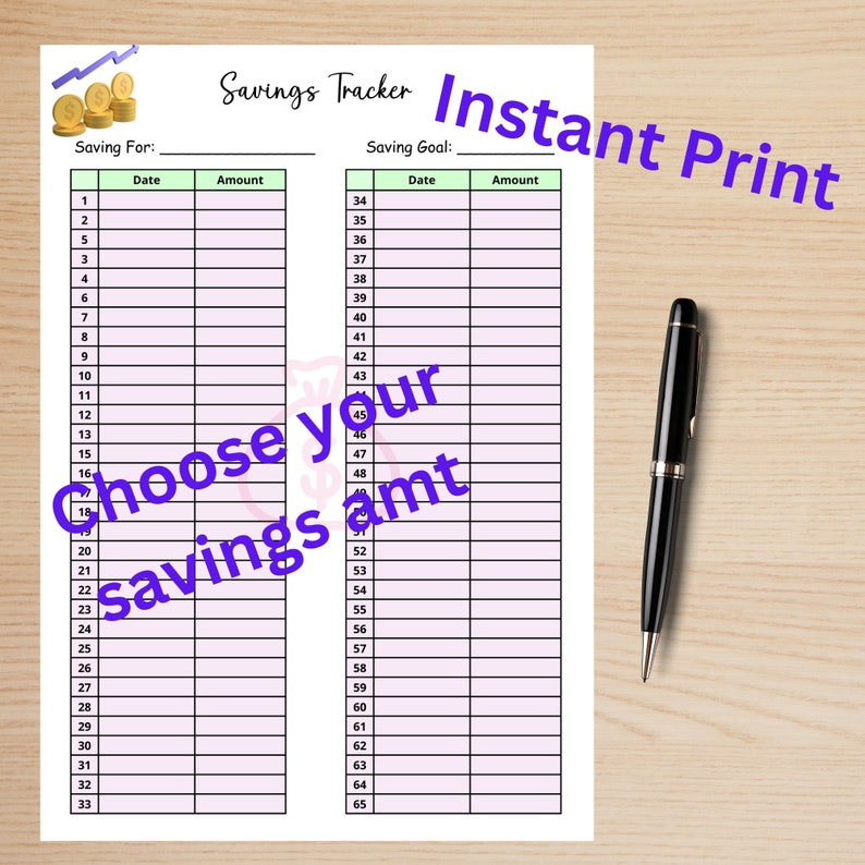 Printable Savings Tracker: Fill-in Goal Planner (PDF) - Etsy Canada