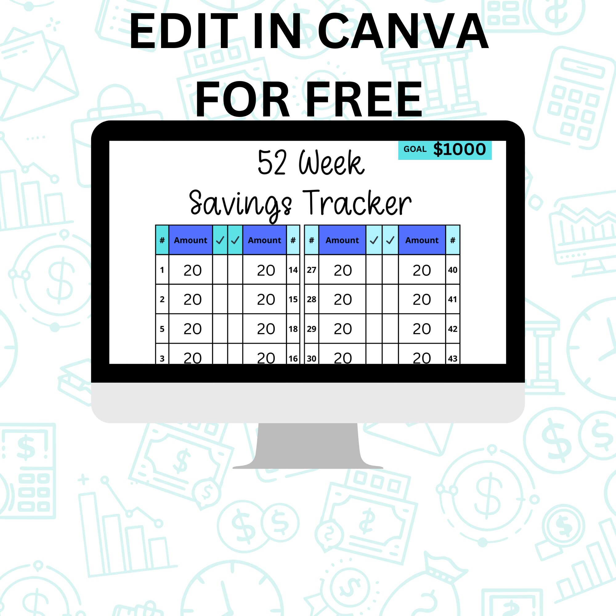 EDITABLE Savings Tracker Editable Savings Tracker Weekly Savings ...