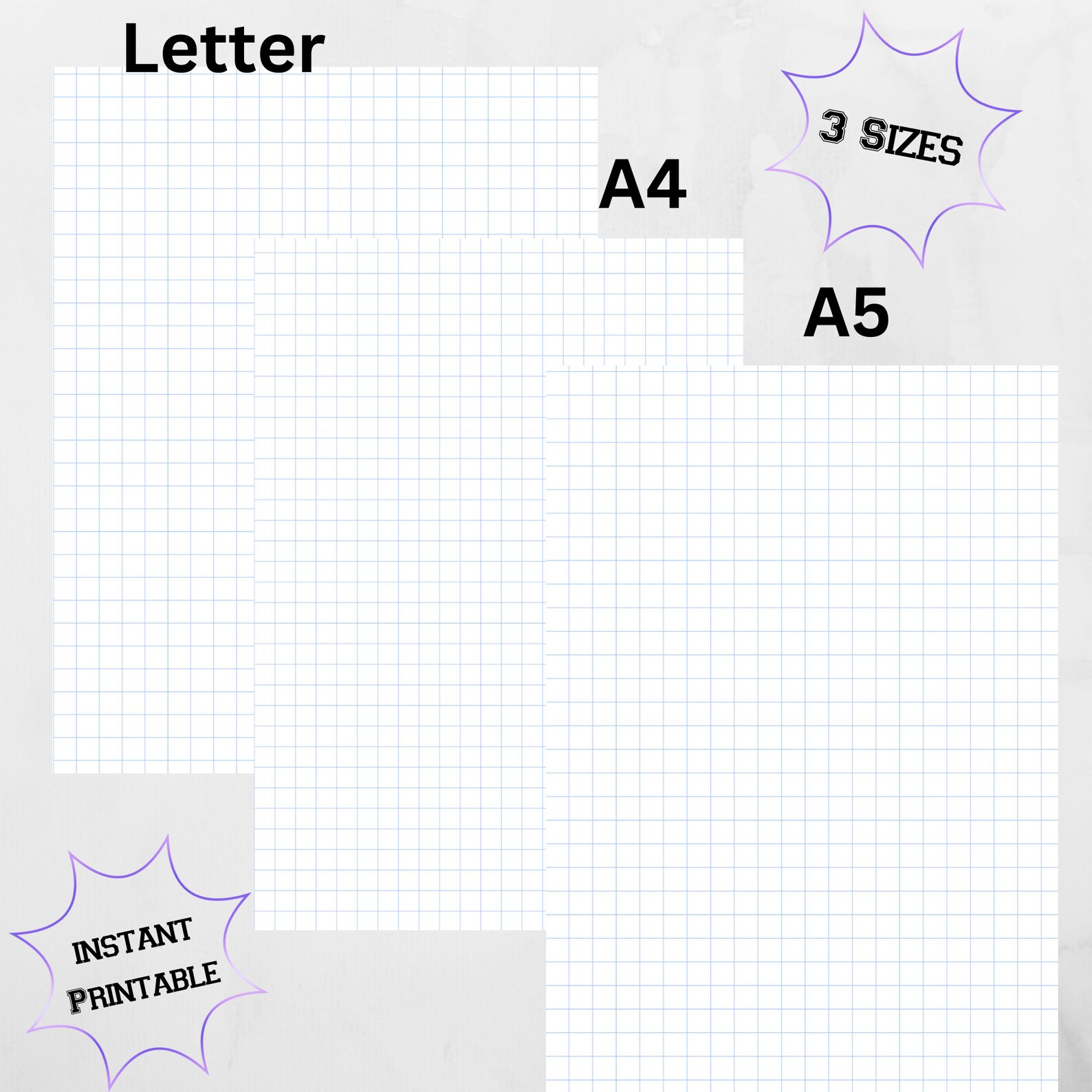Printable Blue Graph Paper Bundlegraph Grid Papera4 Graph Papera5 Graph ...