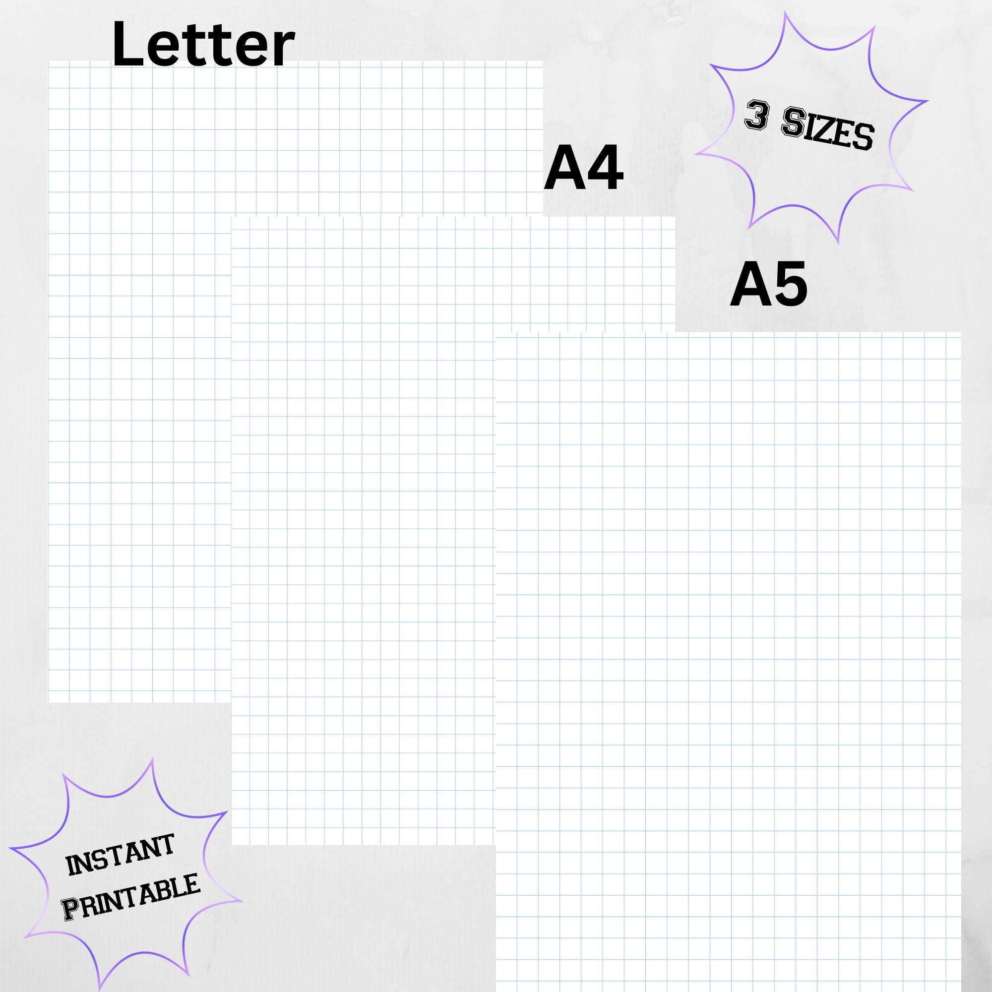 Printable Blue Graph Paper Bundlegraph Grid Papera4 Graph Papera5 Graph ...
