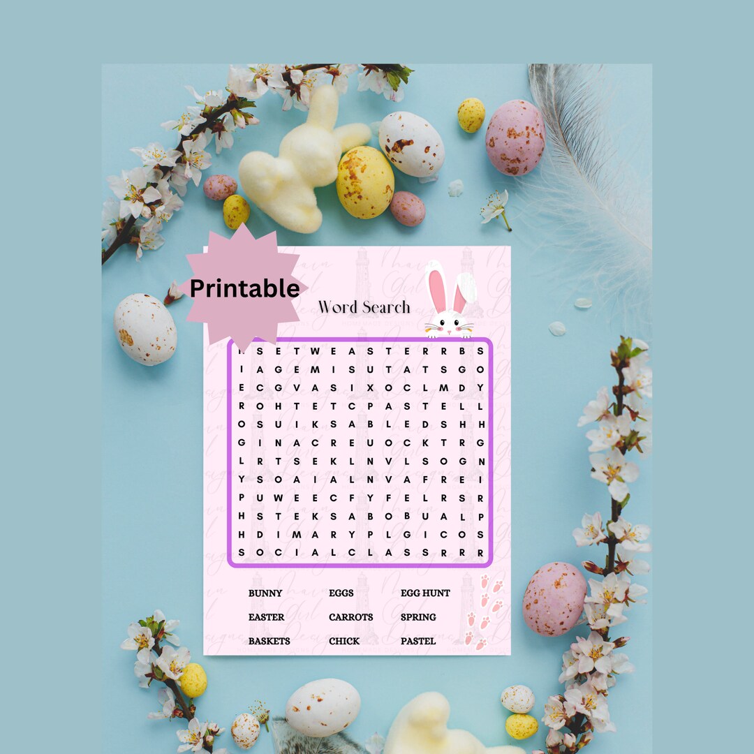 Easter Bunny Word Search Puzzle Game (printable) - Etsy
