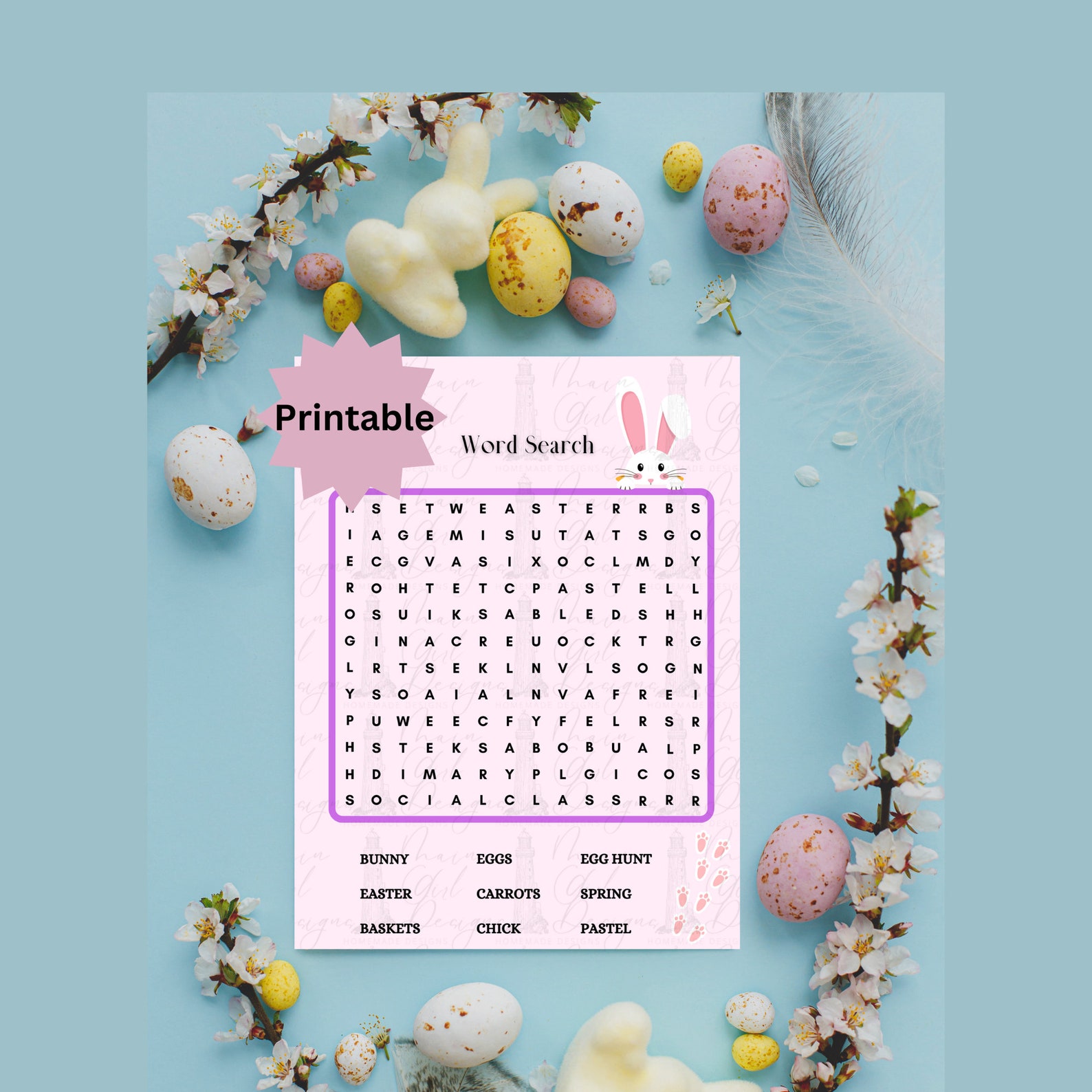 Easter Bunny Word Search Puzzle Game (printable) - Etsy