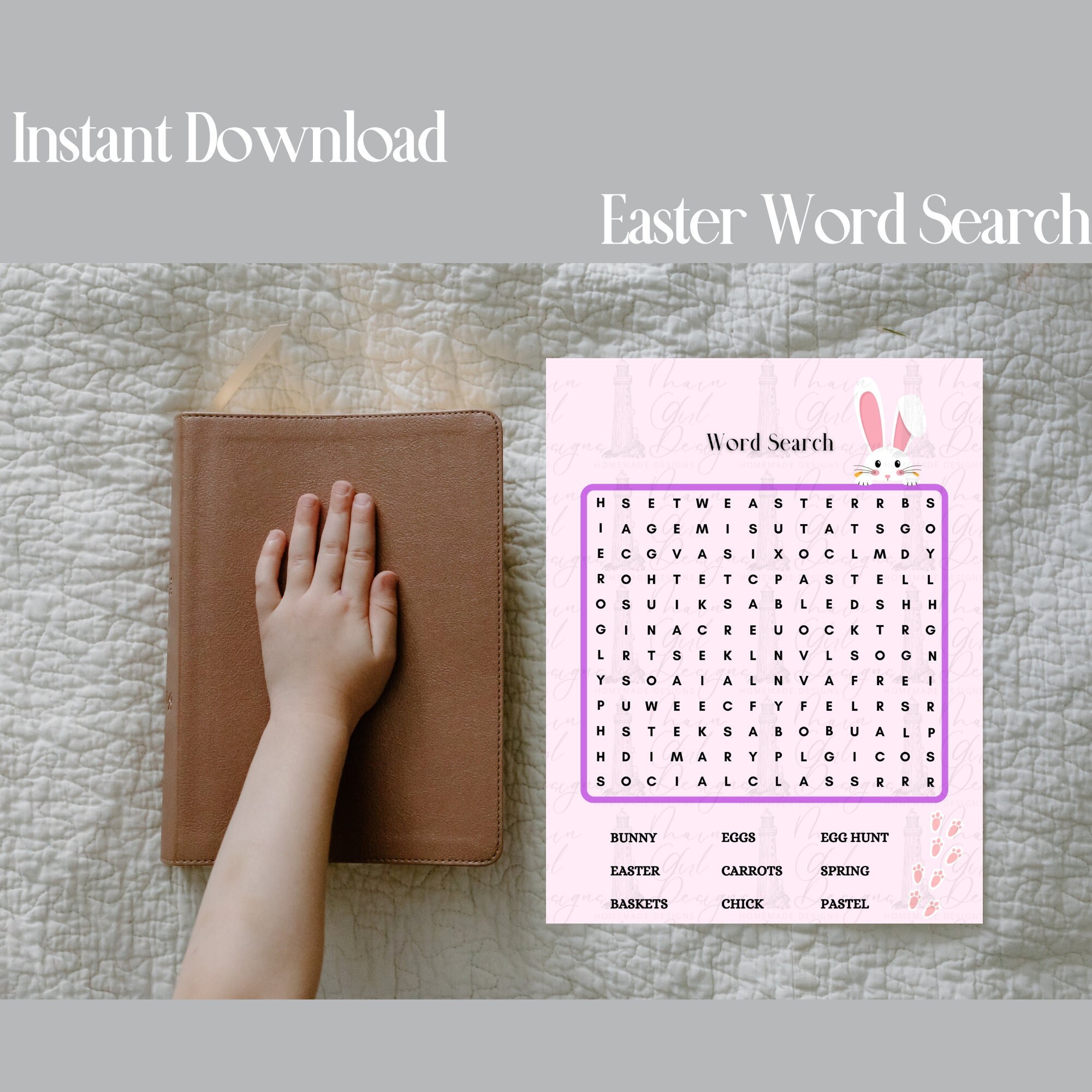 Easter Bunny Word Search Puzzle Game (printable) - Etsy