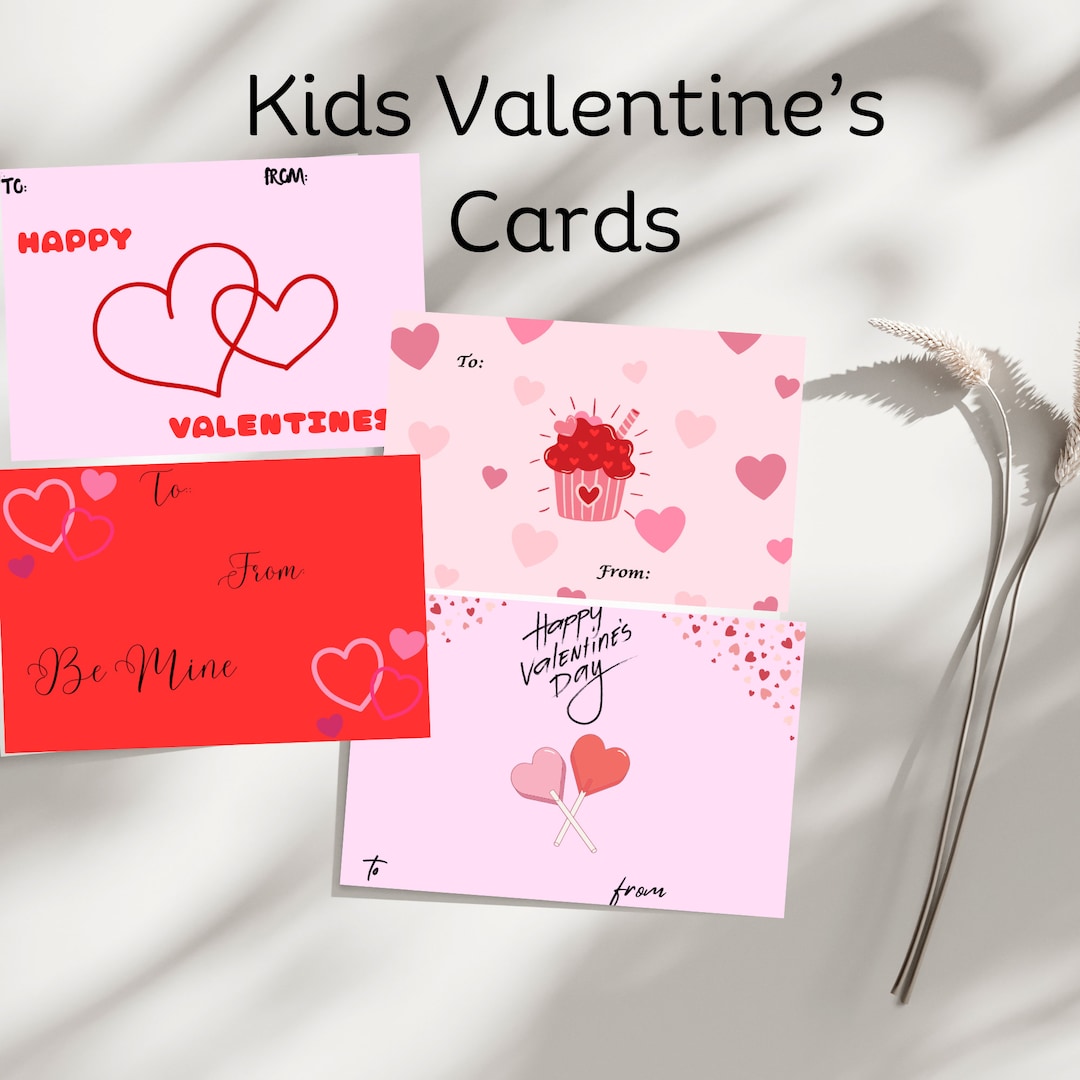 Kids Valentine's Day Cards | Printable Heart Card (PDF) - Etsy