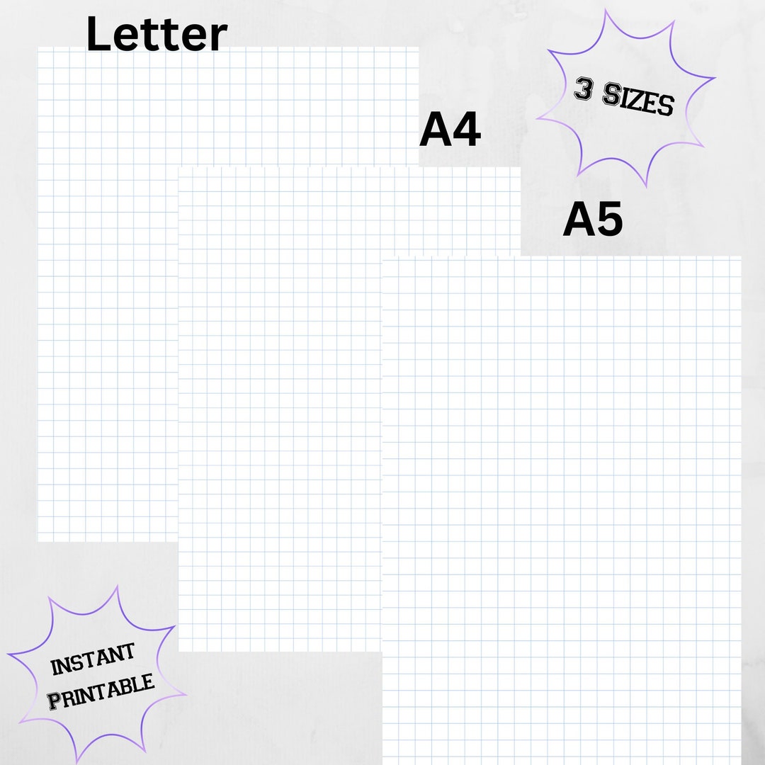 Blue Graph Paper Bundle: A4, A5, US Letter (printable PDF) - Etsy