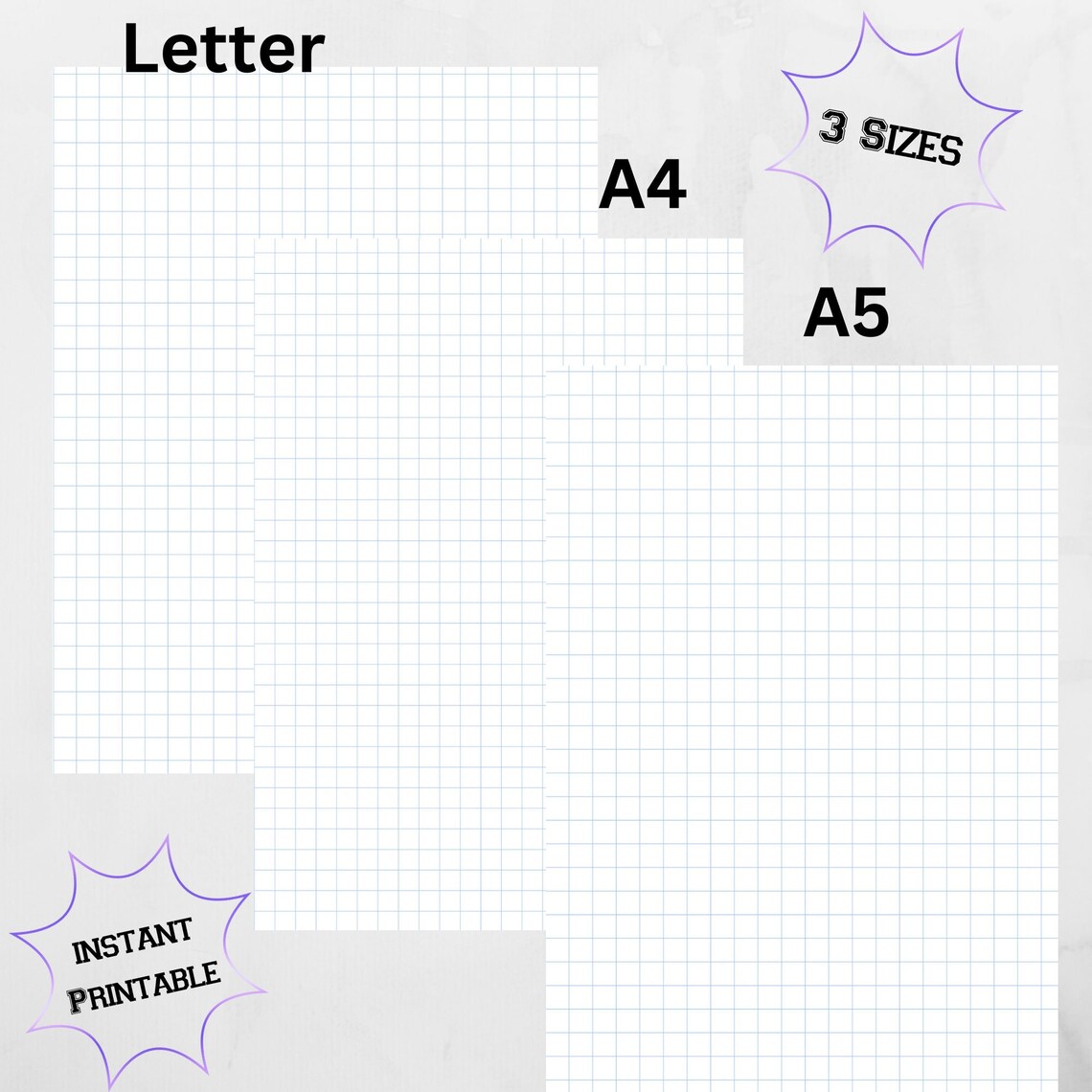 Printable Blue Graph Paper Bundle|graph Grid Paper|a4 Graph Paper|a5 ...