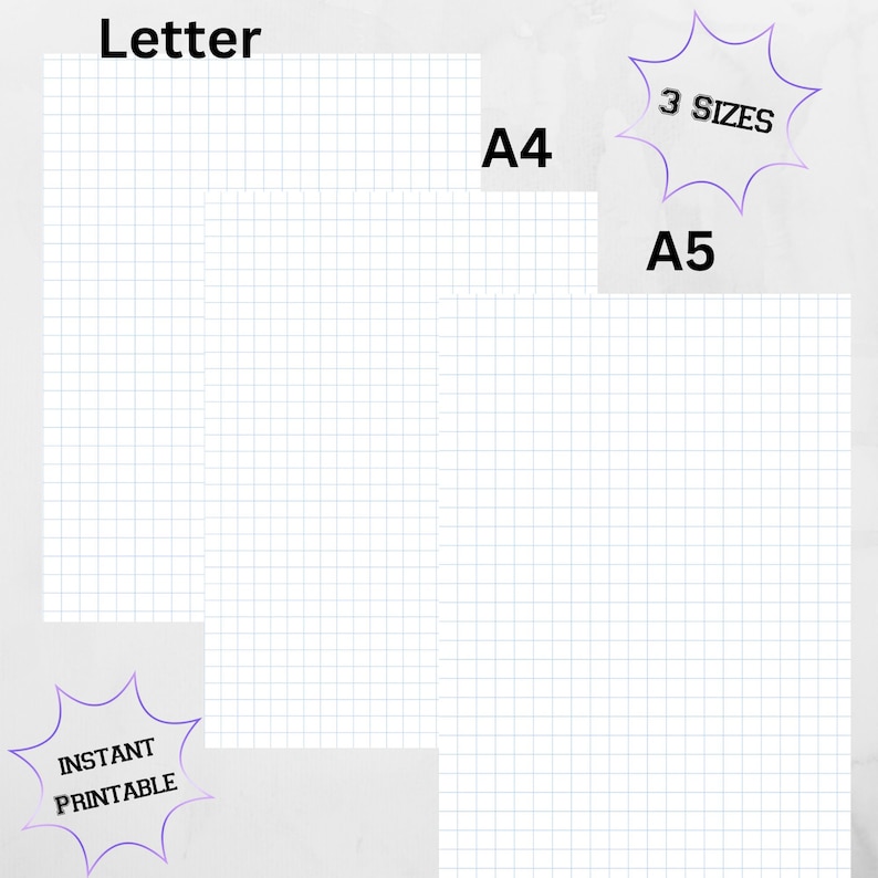 Printable Blue Graph Paper Bundle|graph Grid Paper|a4 Graph Paper|a5 Graph Paper|us Graph Paper ...