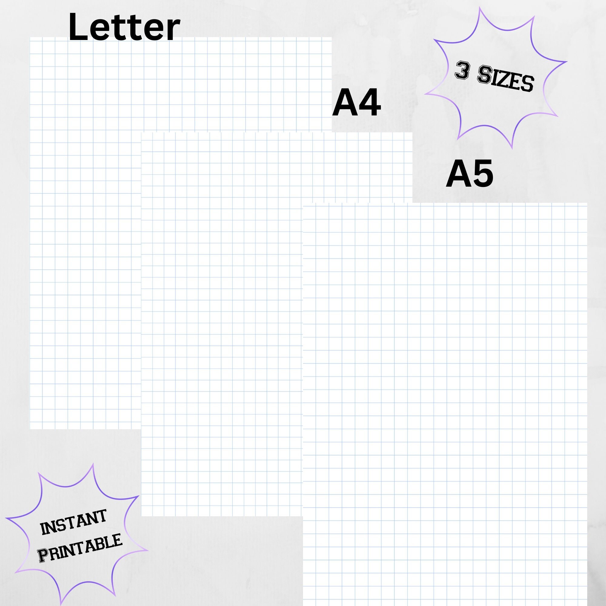 Printable Blue Graph Paper Bundle|graph Grid Paper|a4 Graph Paper|a5 ...