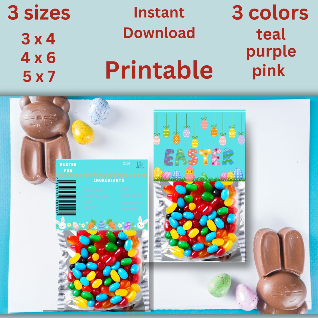 Easter Treat Bag Topper: Colorful Eggs Design (digital Download) - Etsy