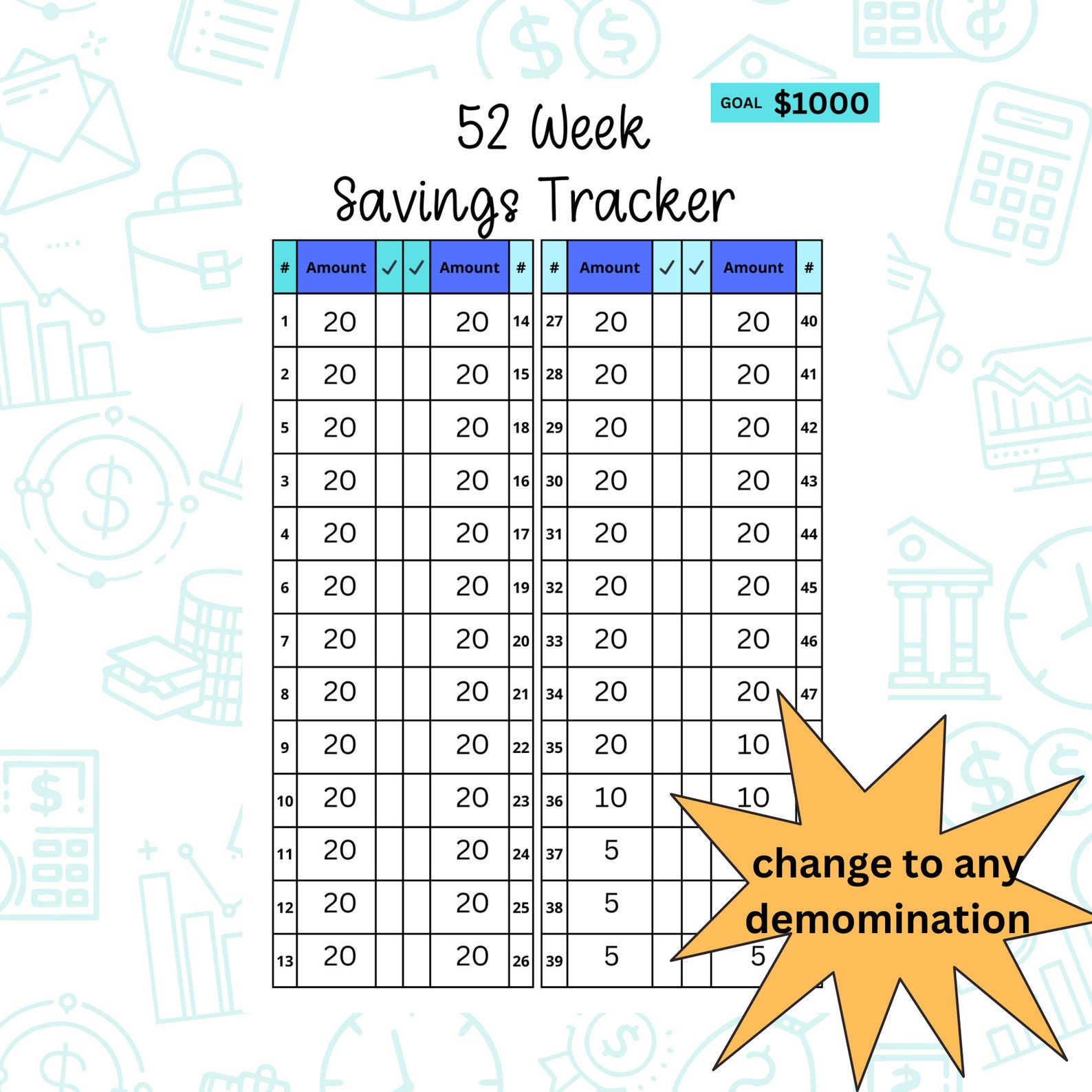 EDITABLE Savings Tracker Editable Savings Tracker Weekly Savings ...