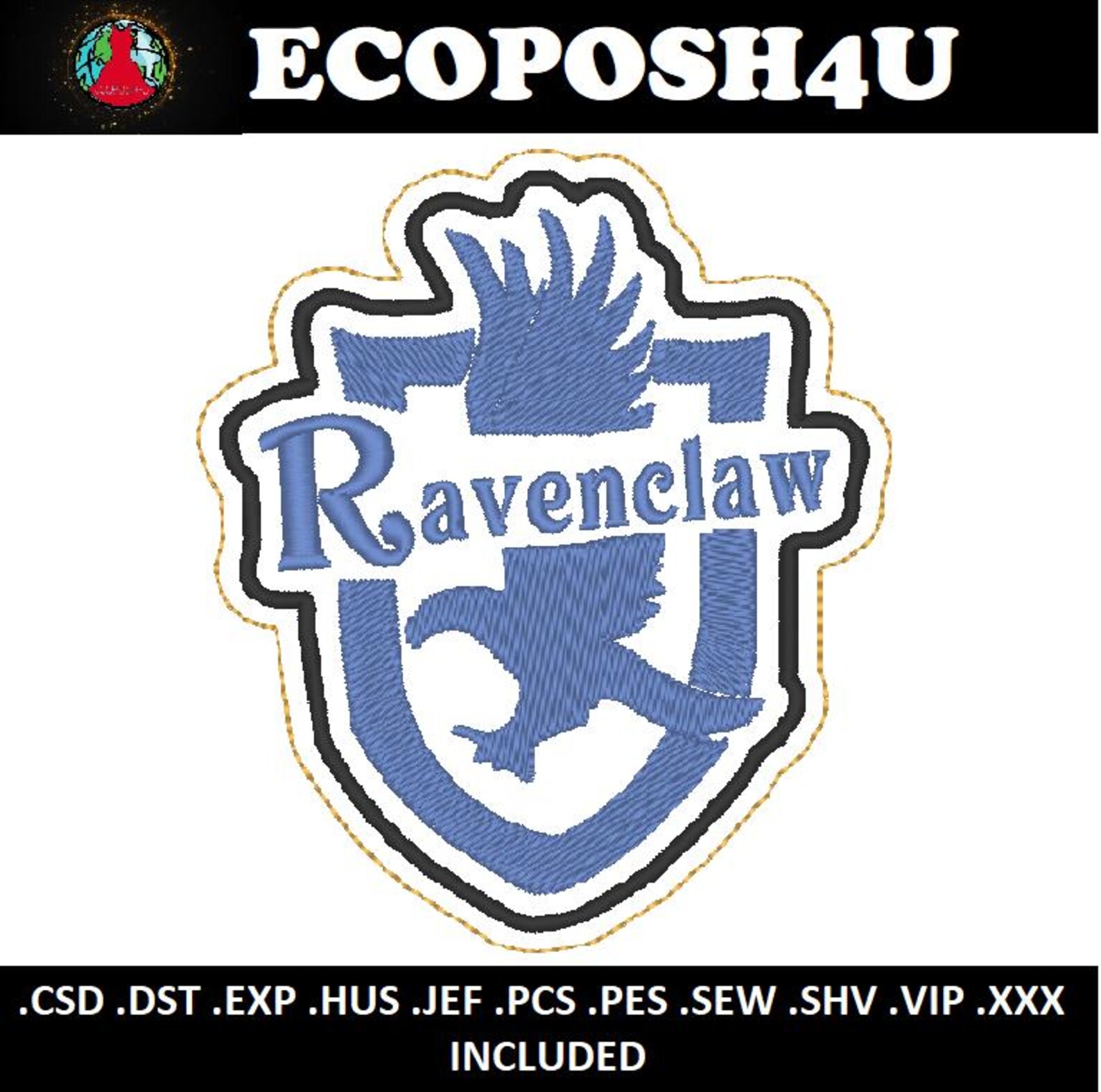 Ravenclaw Crest Hogwarts Harry Potter Embroidery Digital File - Etsy