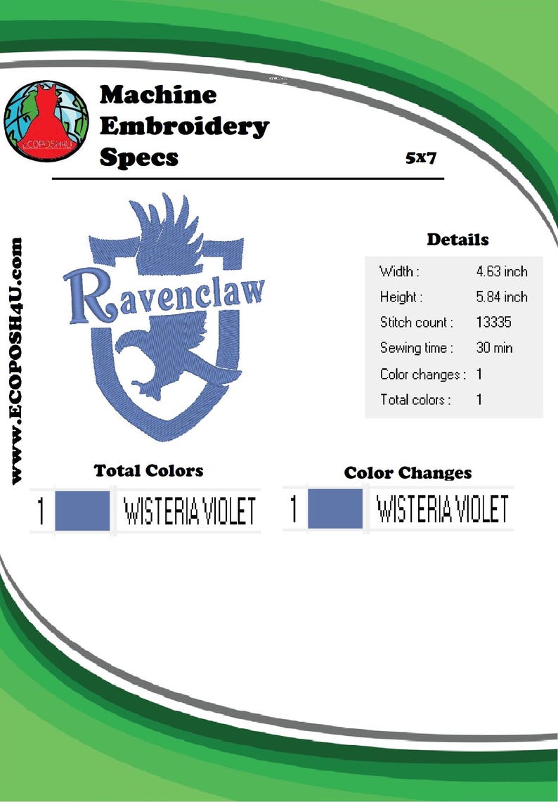 Ravenclaw Crest Hogwarts Harry Potter Embroidery Digital File - Etsy