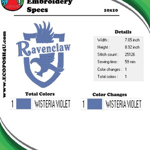 Ravenclaw Crest Hogwarts Harry Potter Embroidery Digital File - Etsy