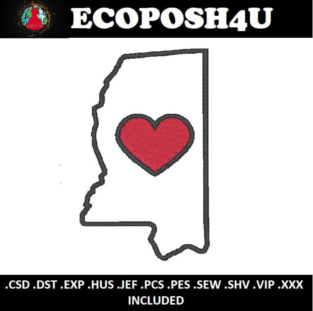 Love Mississippi State Embroidery Digital File - Etsy