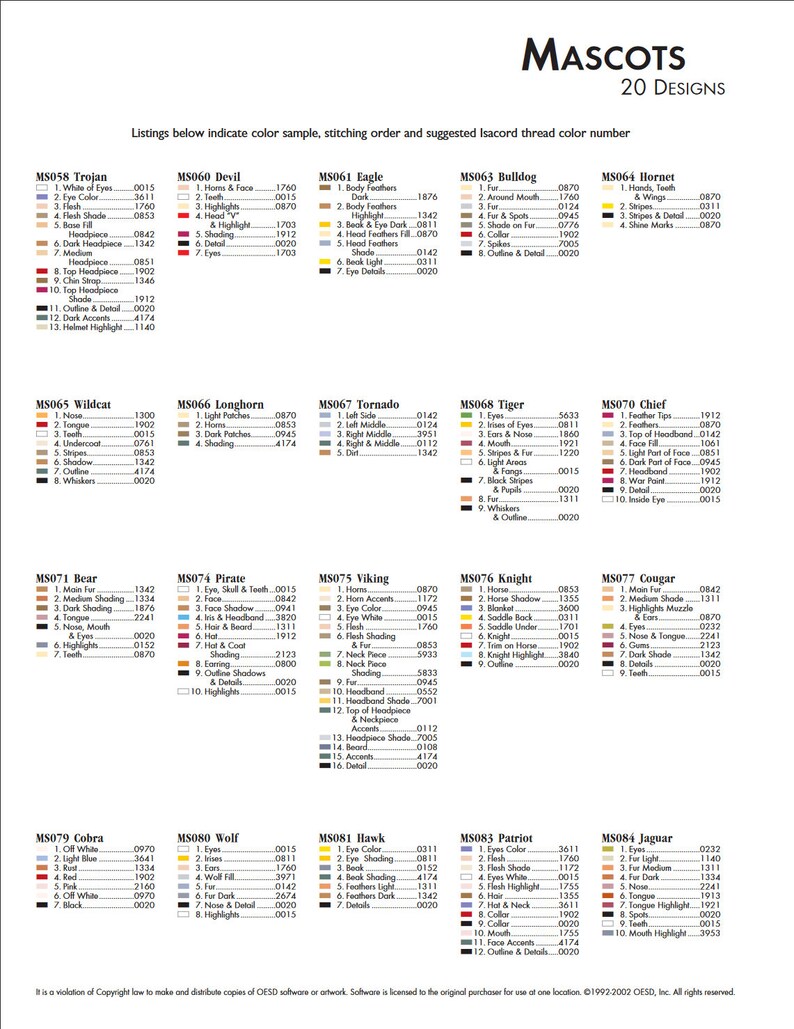 Mascots Embroidery Digital File Pack - Etsy