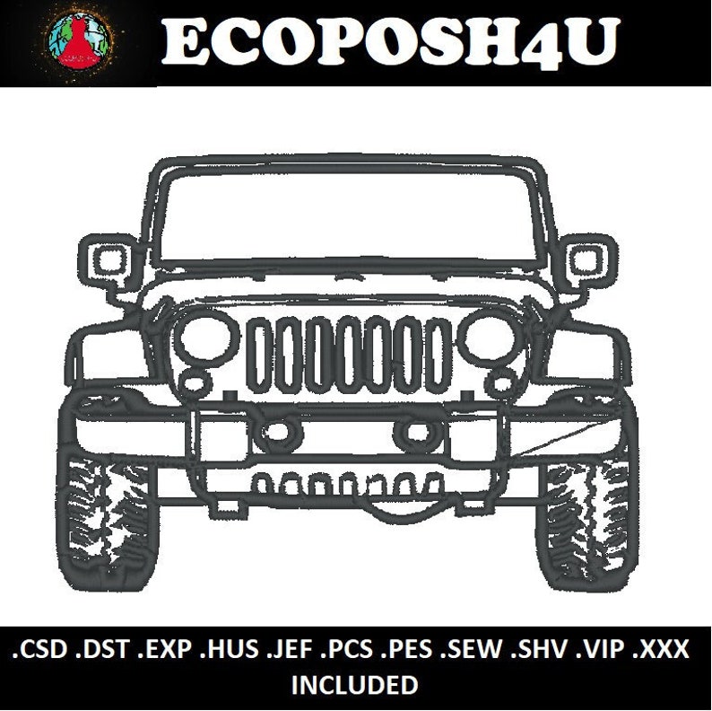 Jeep Embroidery Digital File - Etsy