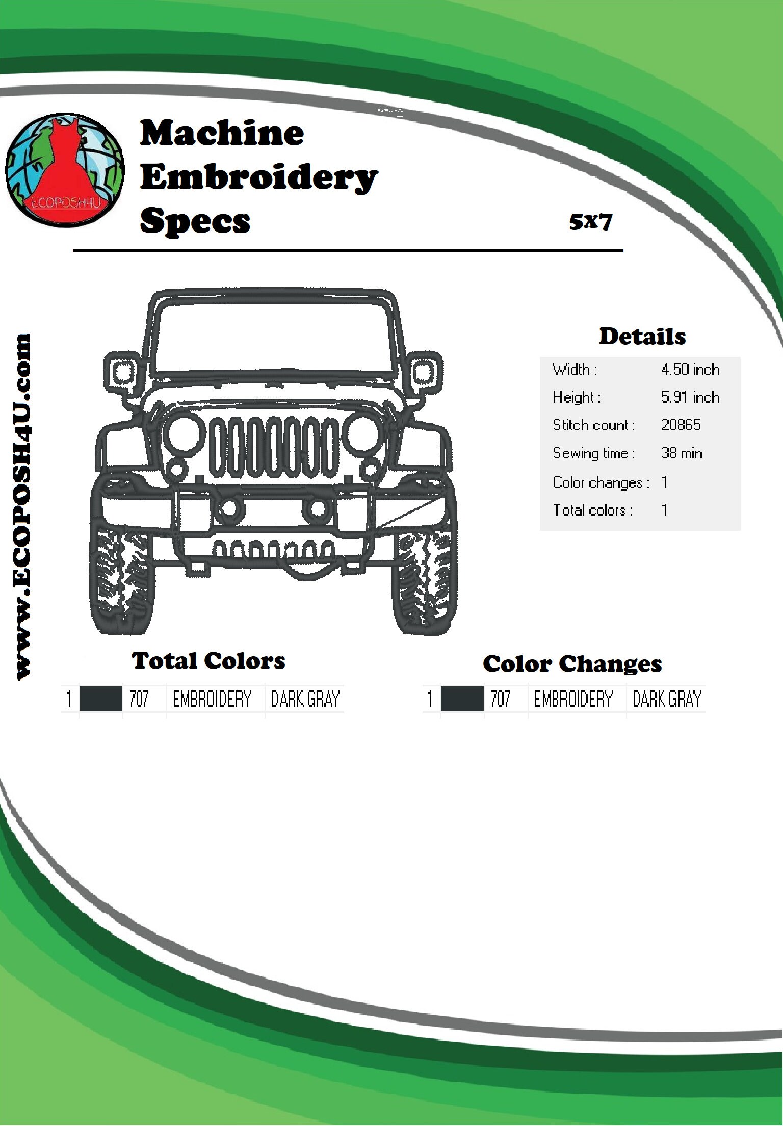 Jeep Embroidery Digital File - Etsy