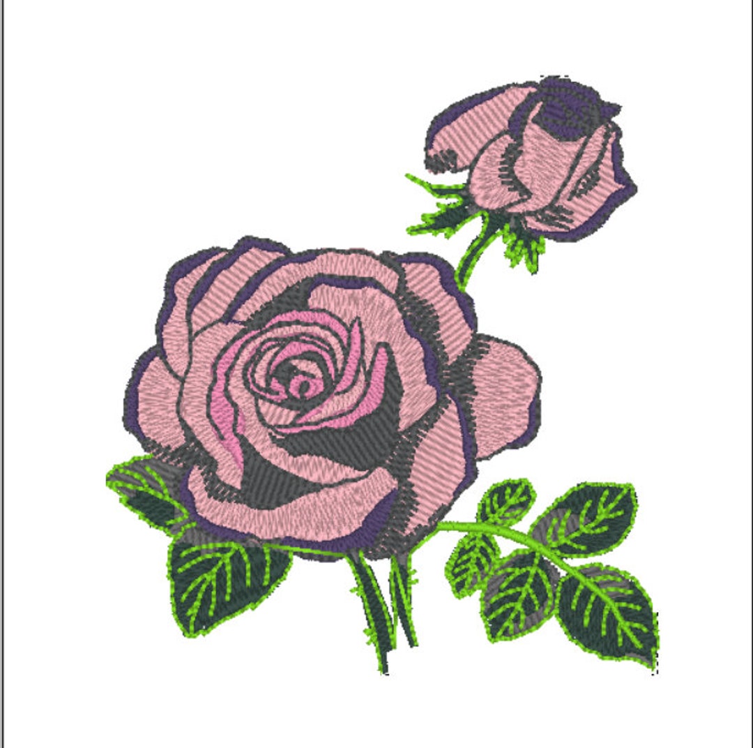 Pink Roses Embroidery PES Digital File - Etsy