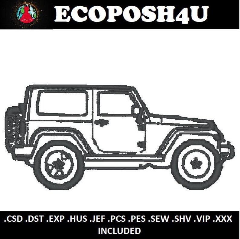 Jeep Embroidery Digital File - Etsy