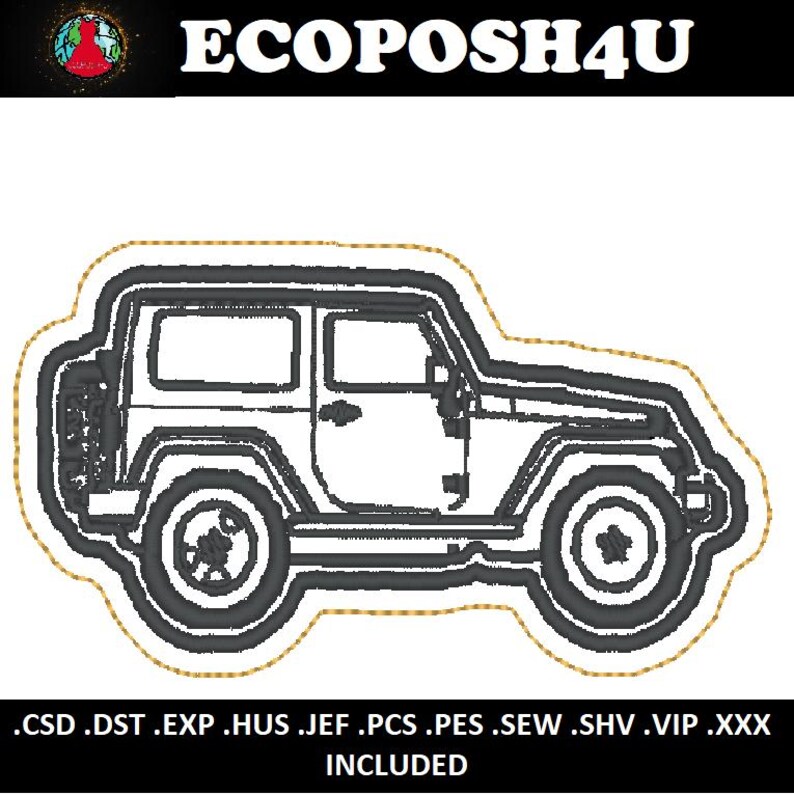 Jeep Embroidery Digital File - Etsy