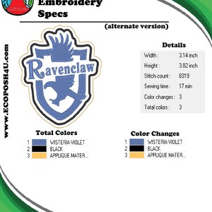 Ravenclaw Crest Hogwarts Harry Potter Embroidery Digital File - Etsy