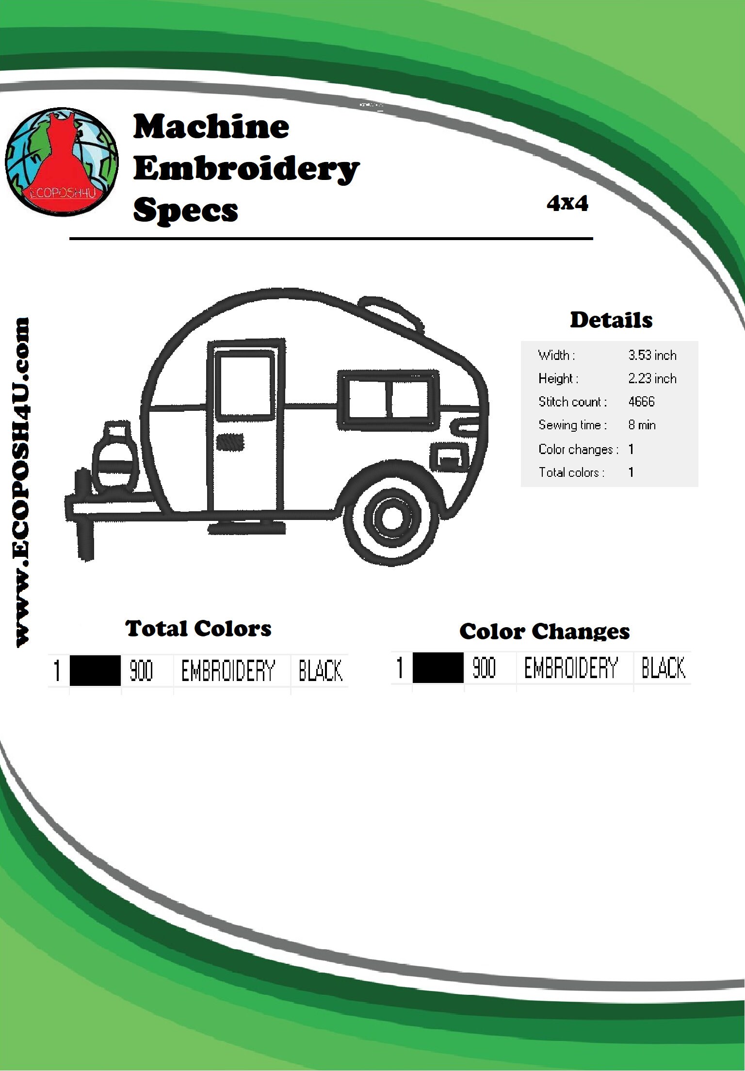 Camper RV Embroidery Digital File - Etsy