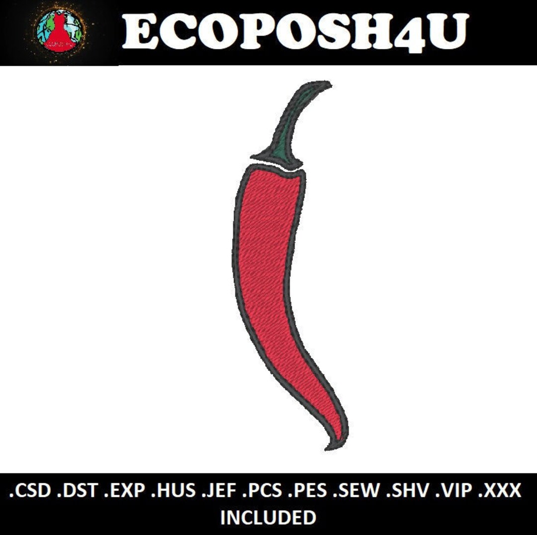 Chili Pepper Embroidery Digital File - Etsy