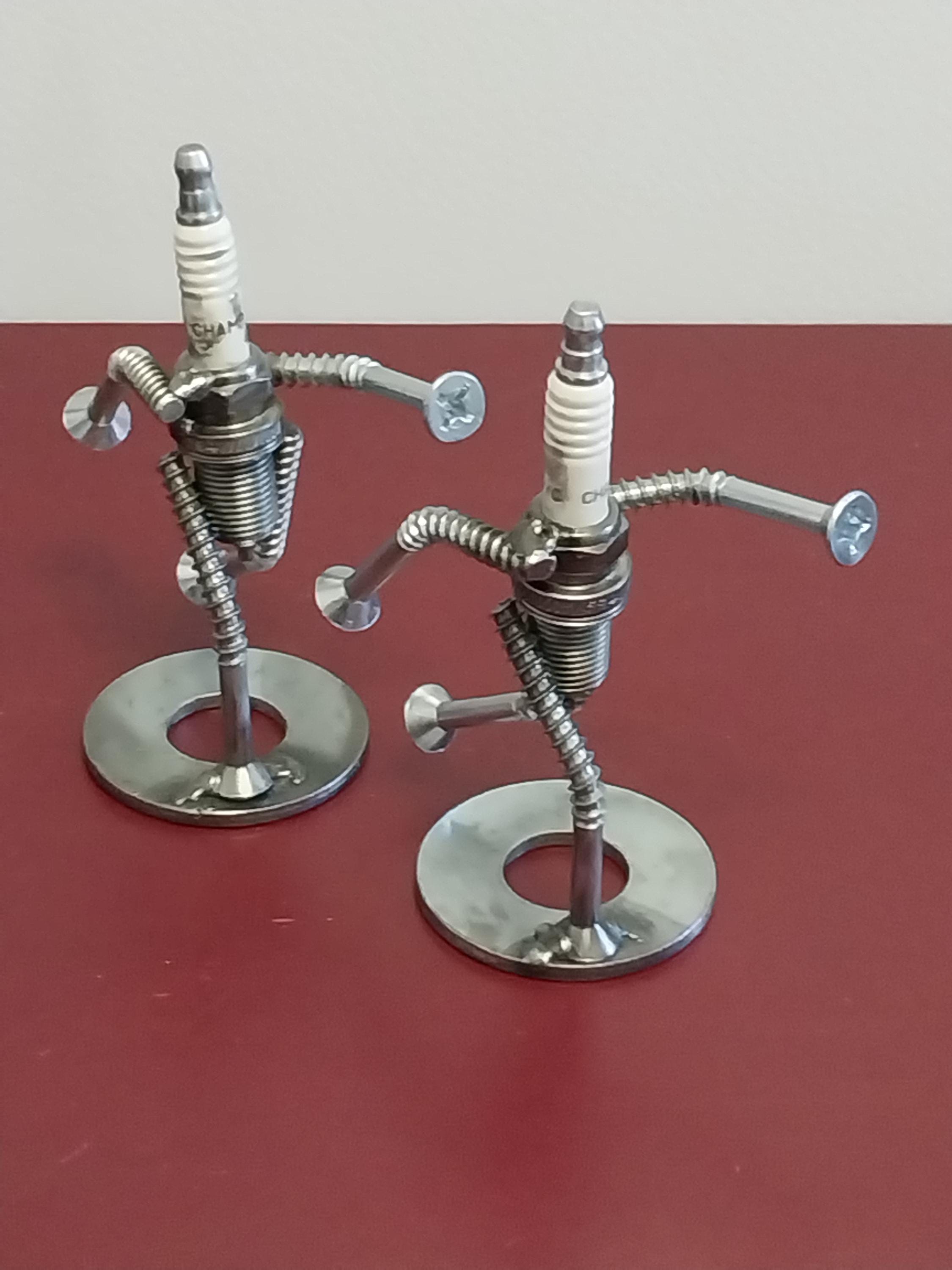 Upcycled Spark Plug Runner Figurine: Welded Metal Art - Etsy
