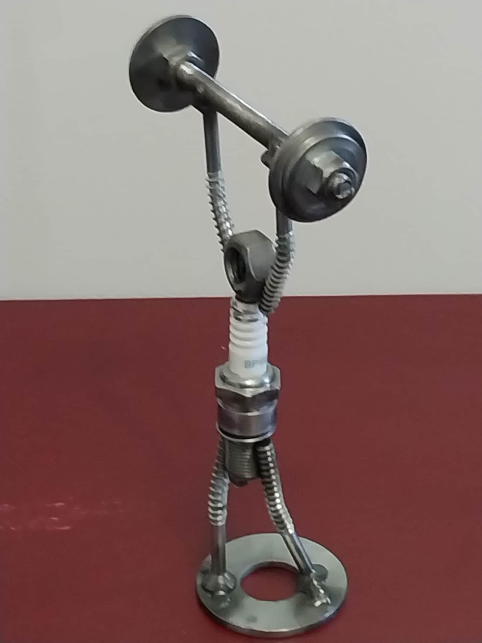 Weight Lifter Figurine Welded Upcycled Metal Spark Plug Art Fitness ...