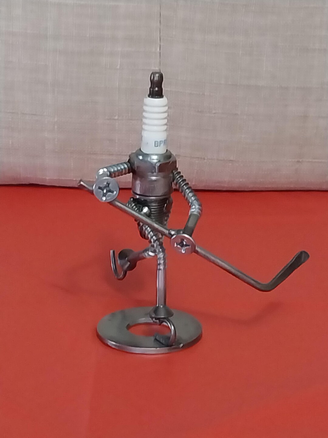 Upcycled Metal Hockey Figurine: Spark Plug Art Decor - Etsy