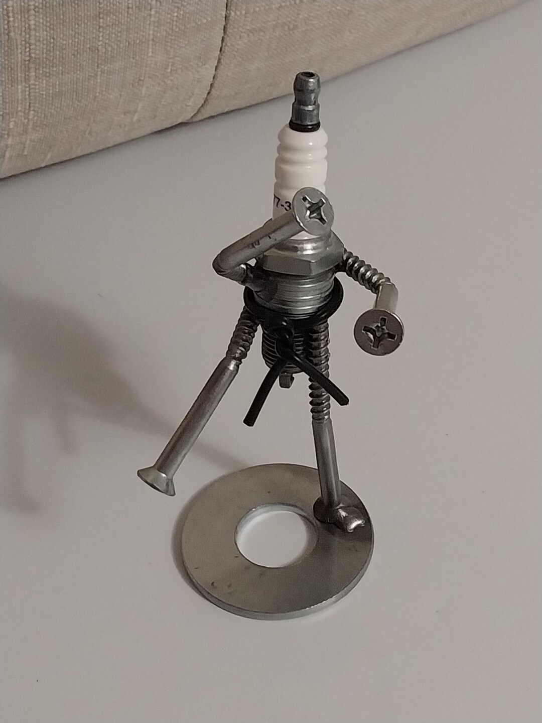 Upcycled Metal Karate Figurine: Spark Plug Art Decor. - Etsy