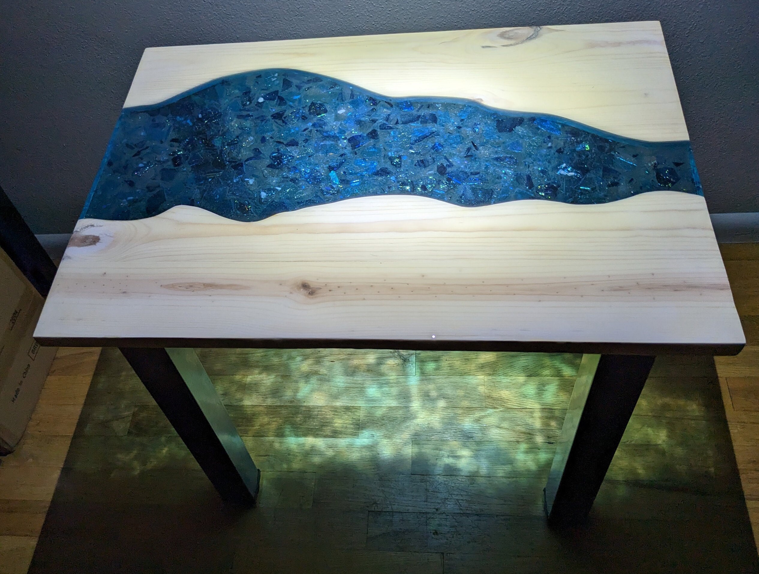 Epoxy Resin & Glass River Table, Custom, Hand Made, Whitewash, End ...