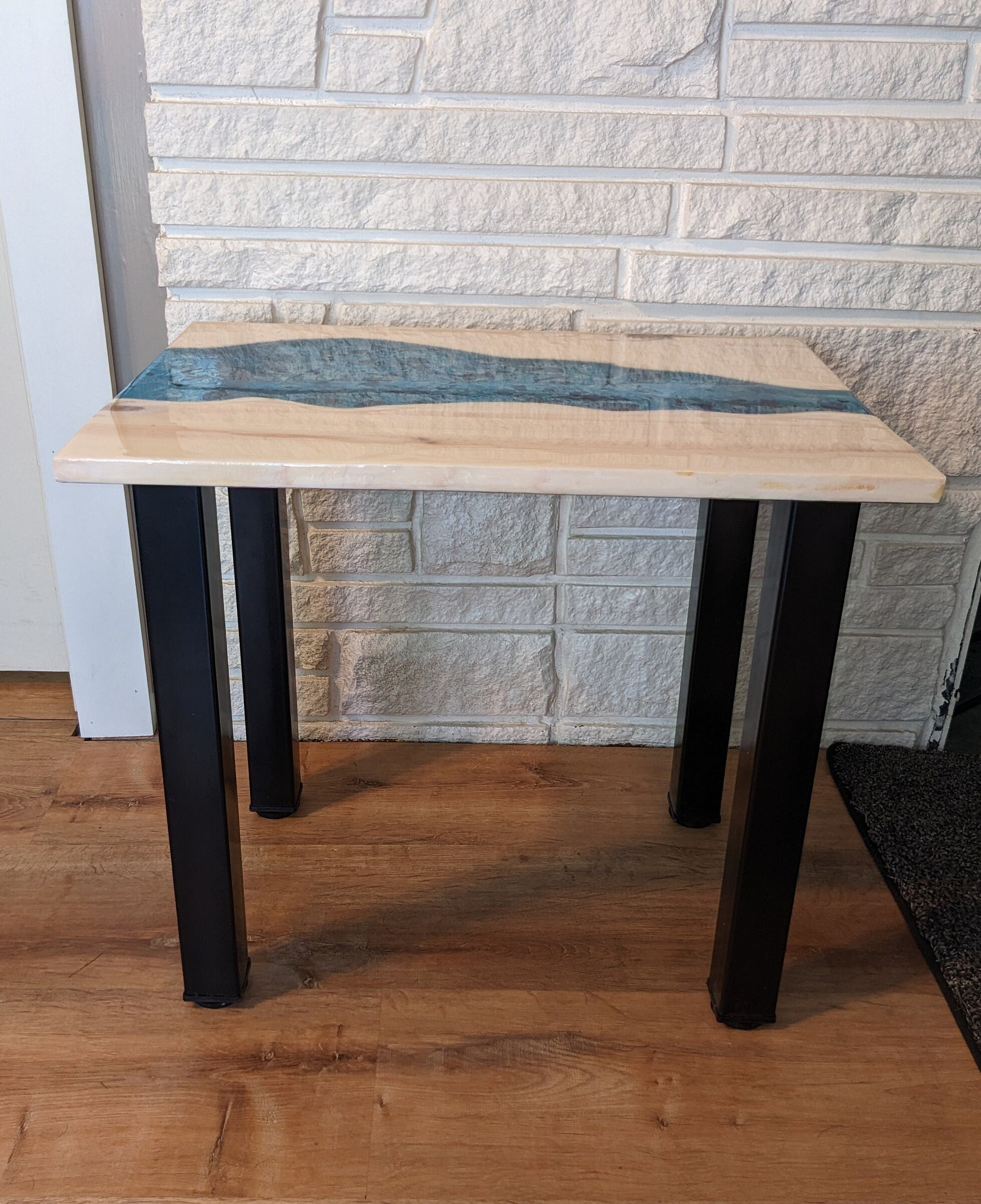 Epoxy Resin & Glass River Table, Custom, Hand Made, Whitewash, End ...