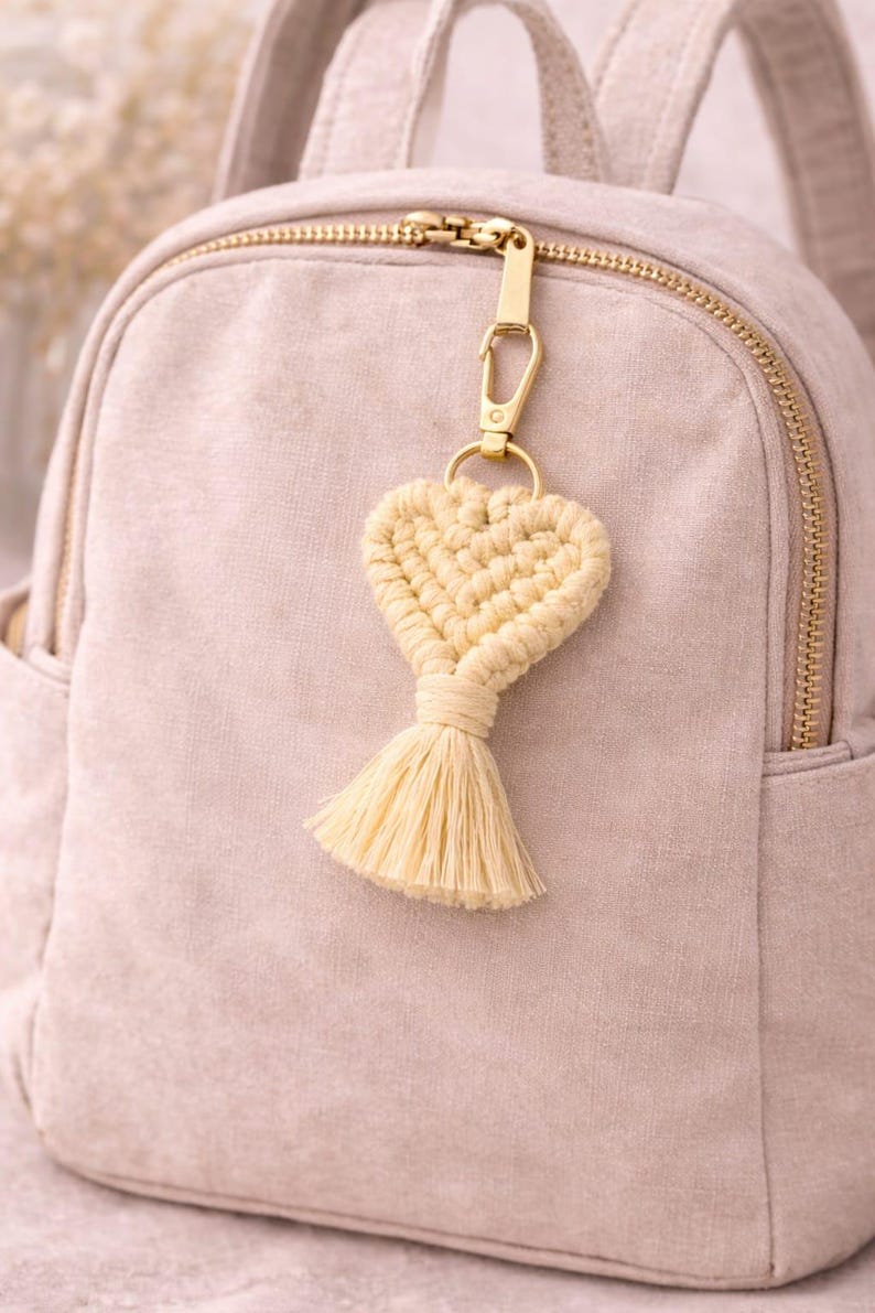 Digital Download Video& Pdf Macrame Heart Keychain, Macrame Bag Charm ...