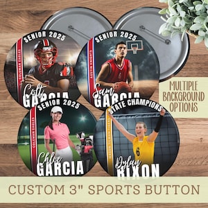 Custom Photo Pin Football Softball Senior Year Sports Photo Pin Spirit ...