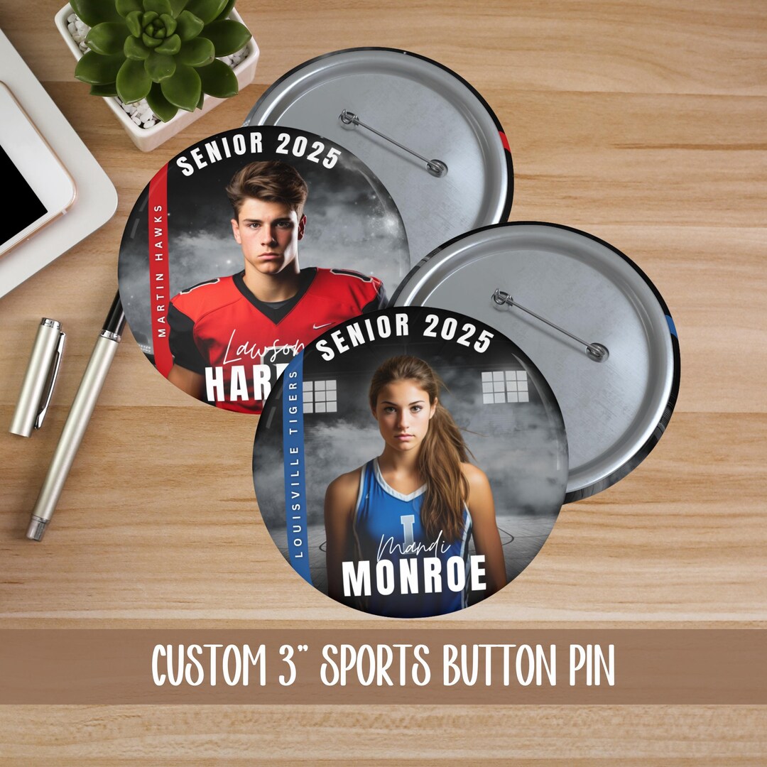 Custom Photo Pin Football Softball Senior Year Sports Photo Pin Spirit ...
