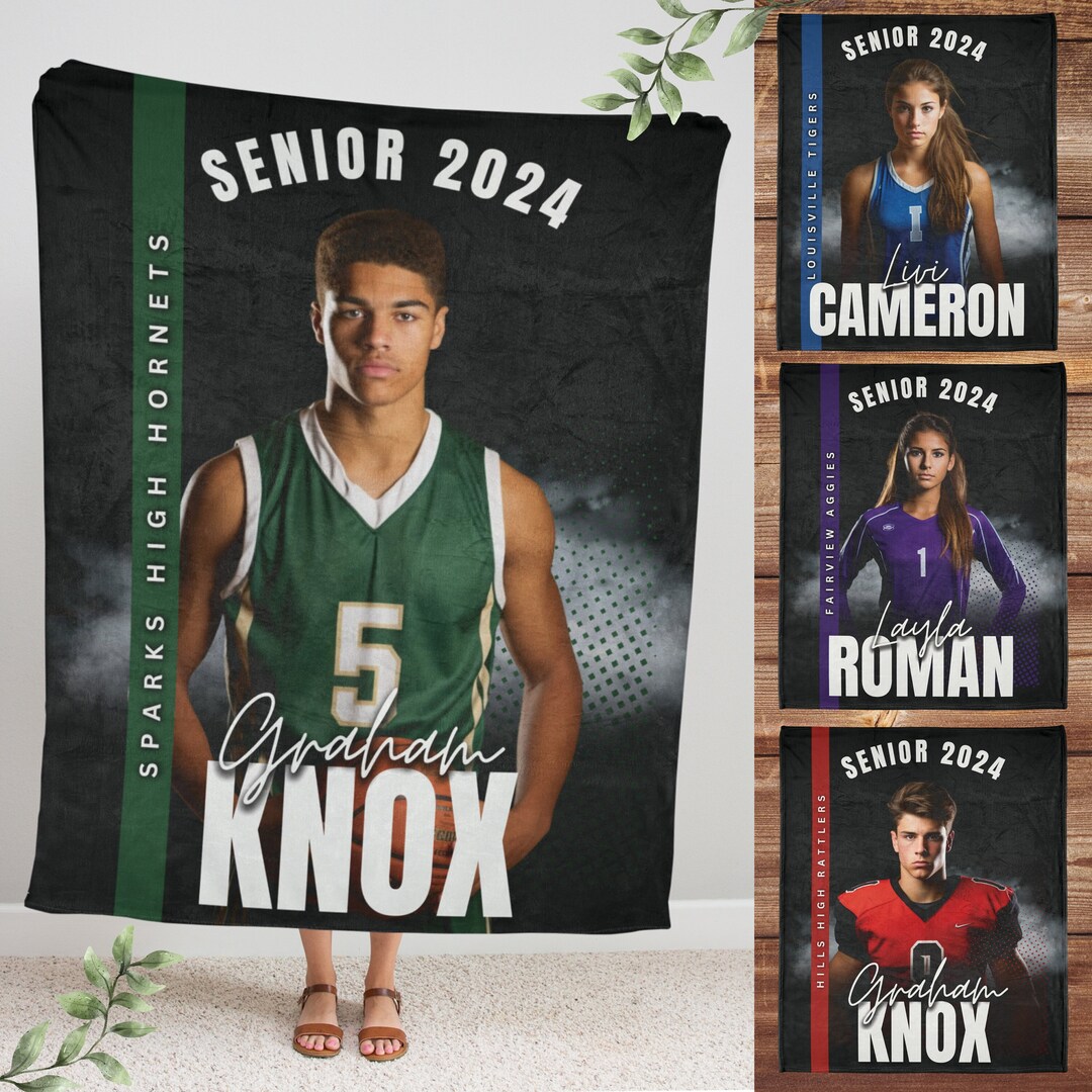 2025 Senior Sports Blanket Custom Photo Blanket Baseball Football ...