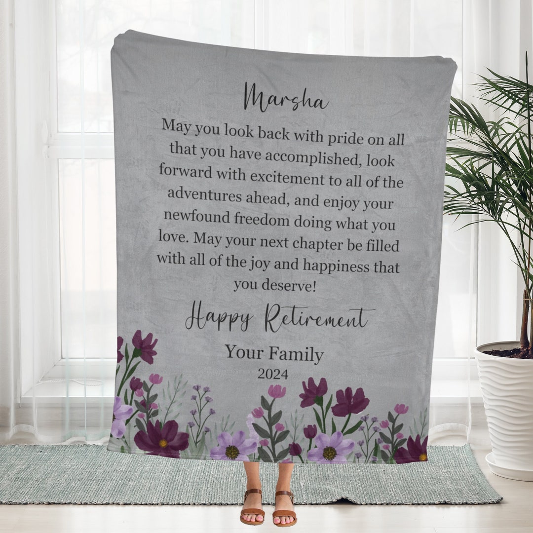 Retirement Gift Personalized Blanket Floral Print Retirement Ceremony ...