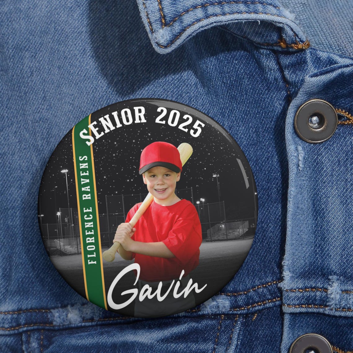 Senior Mom Button Pin Spirit Button Senior 2025 Little League Photo for ...