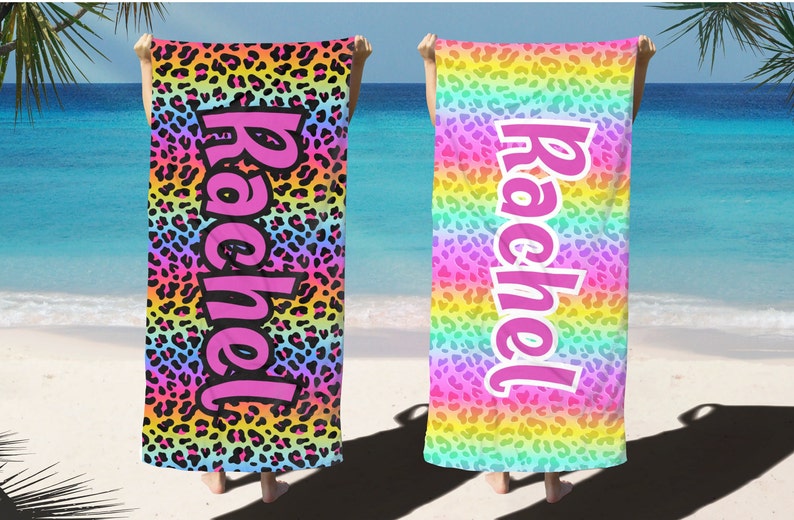 Leopard Print Beach Towel Custom Beach Towel With Name Personalized ...