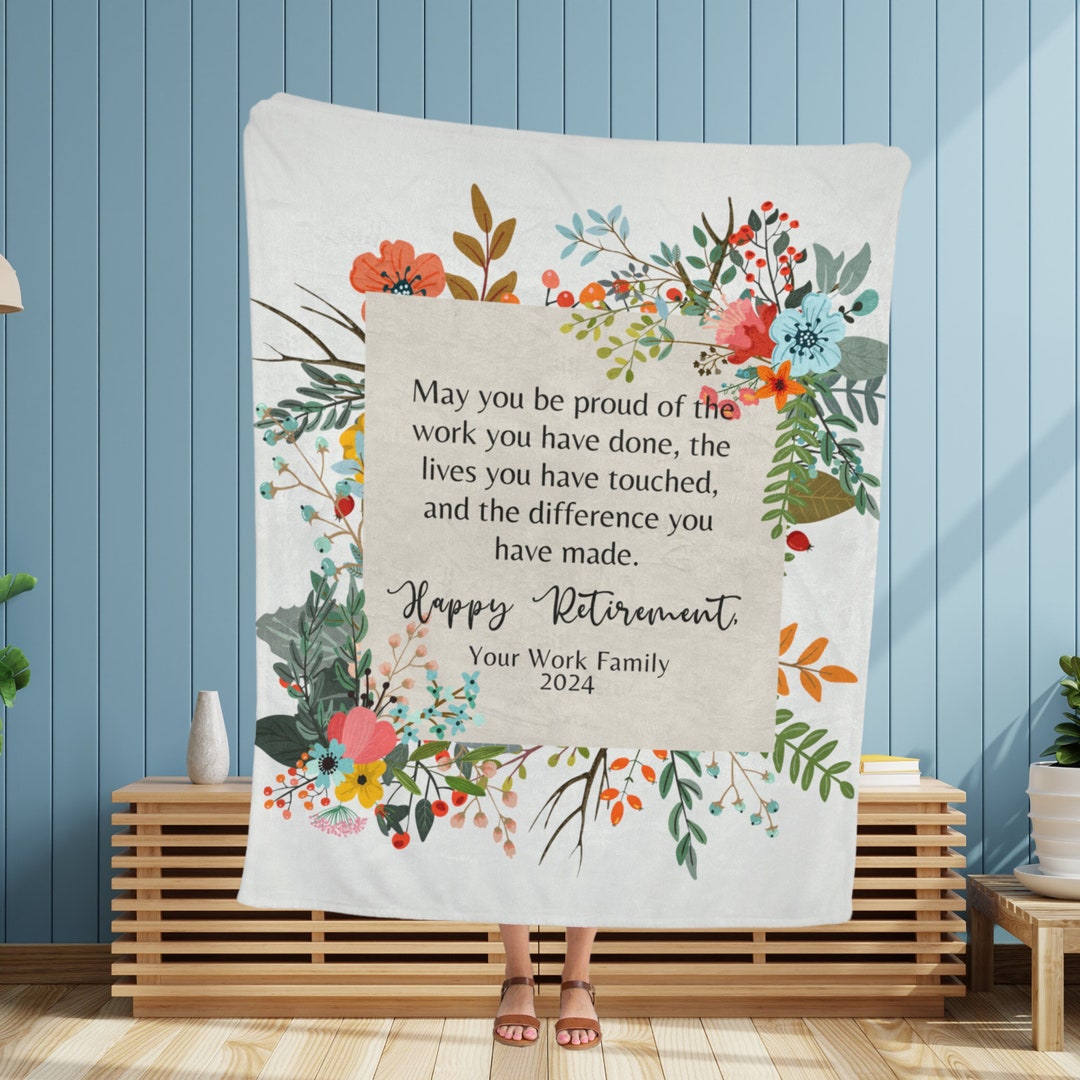 Retirement Gift Personalized Blanket Floral Print Retirement Ceremony ...