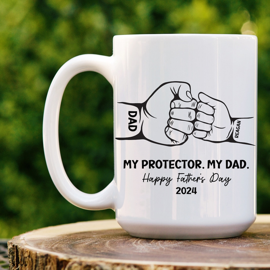 Fist Bump Dad Mug With Kids Name Fathers Day Gift Idea Coffee Mug for ...