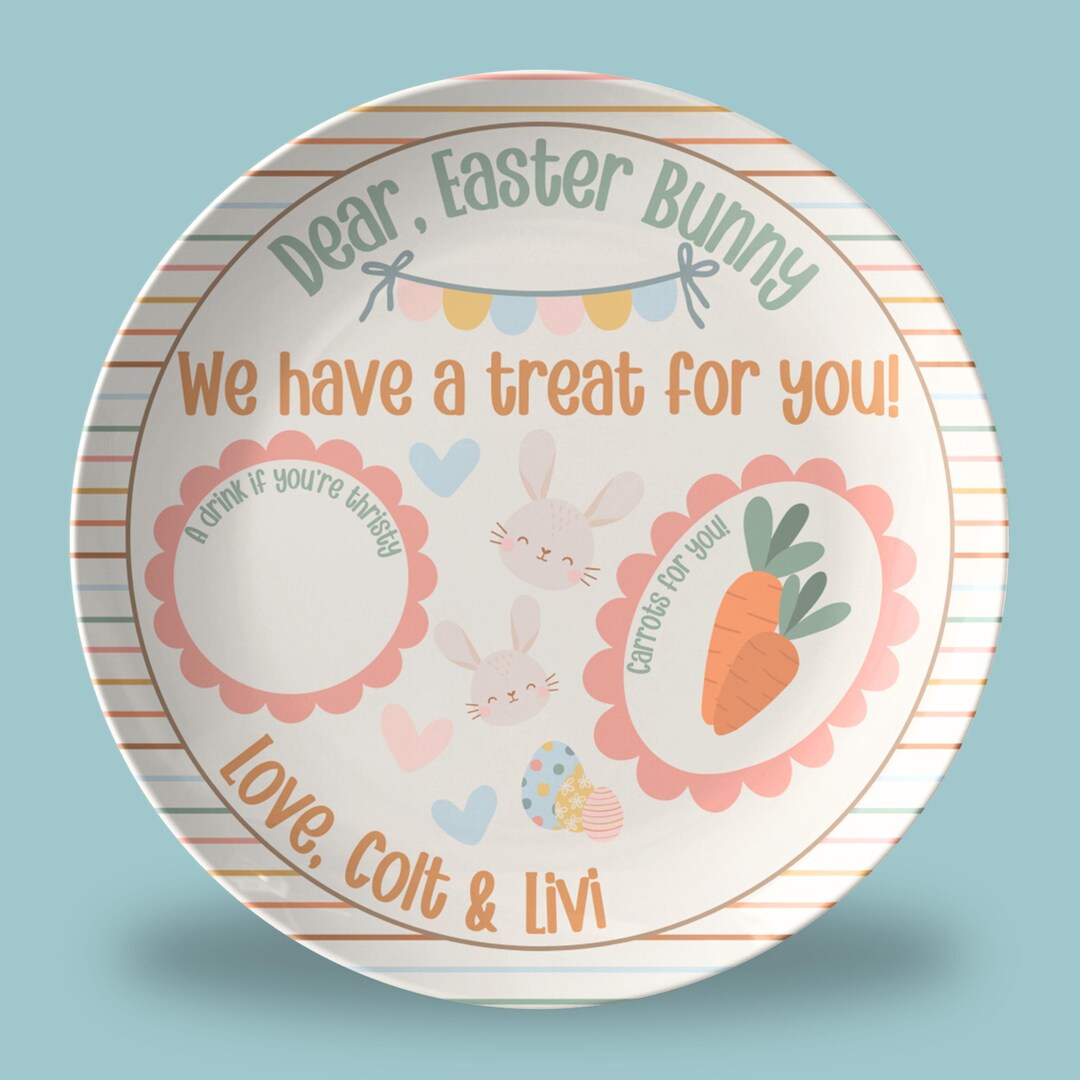 Personalized Plate With Name Easter Bunny Treat Plate for Kids Easter ...